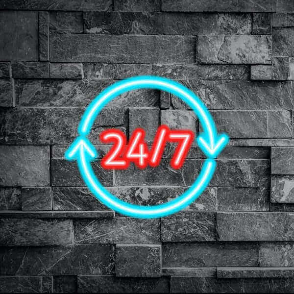 24/7 LED Neon Sign - Made in London Shop Neon Signs